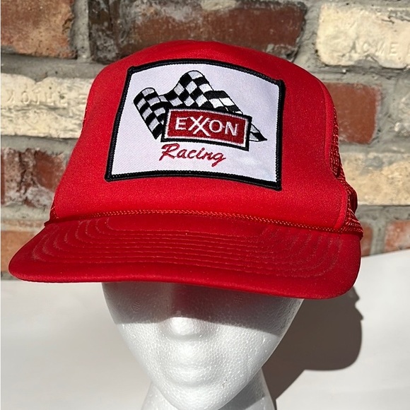 Accessories | Vintage Exxon Racing Red Foam Trucker Hat | Poshmark